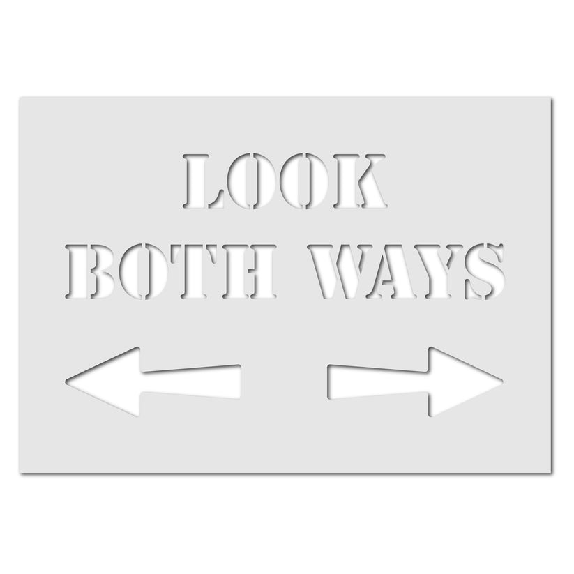 Look Both Ways Sign Stencil - Look Both Ways & Arrows Template | CraftStar