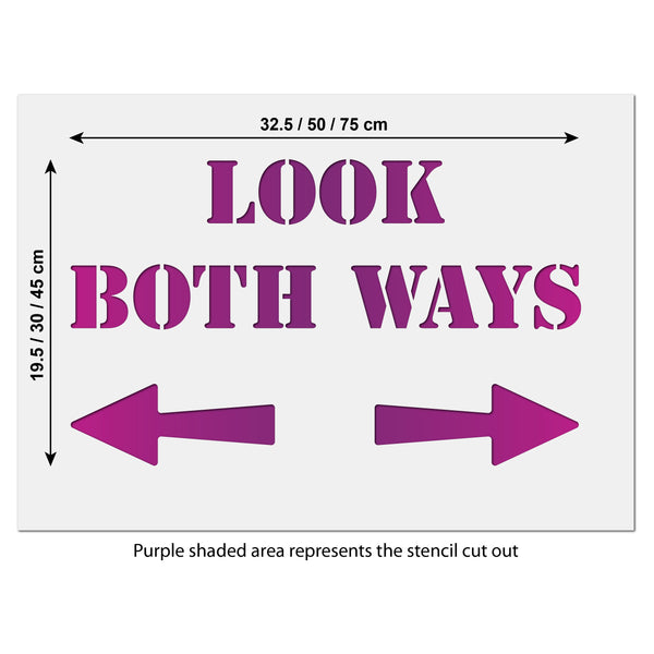 Look Both Ways Sign Stencil - Look Both Ways & Arrows Template | CraftStar