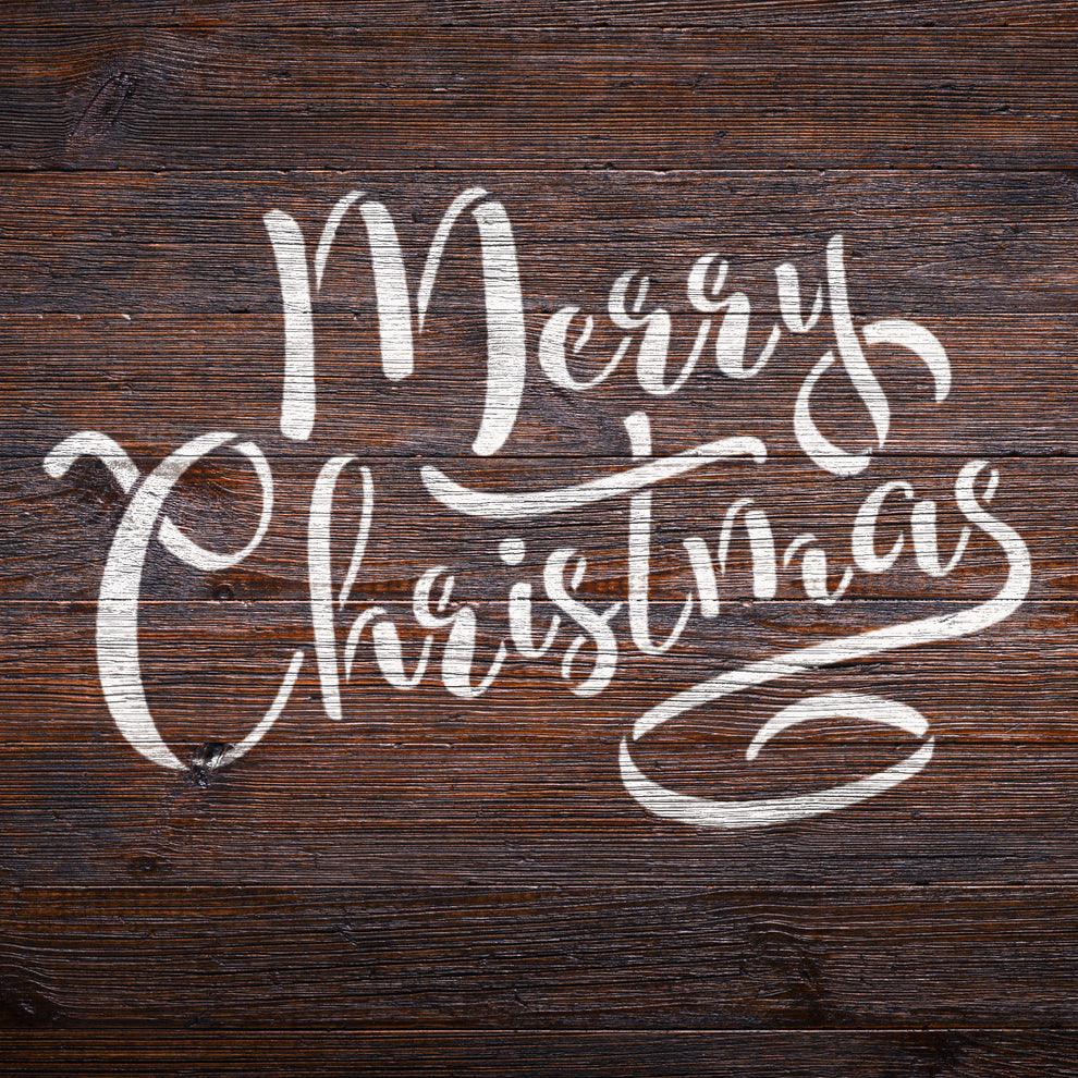 Merry Christmas Text Stencil - Script Style Calligraphy | CraftStar