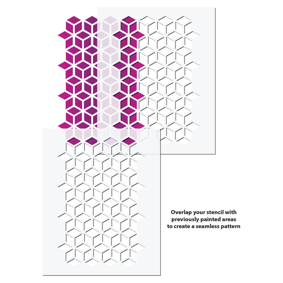 Cube Pattern Wall Stencil - Geometric Pattern Wall Art | CraftStar