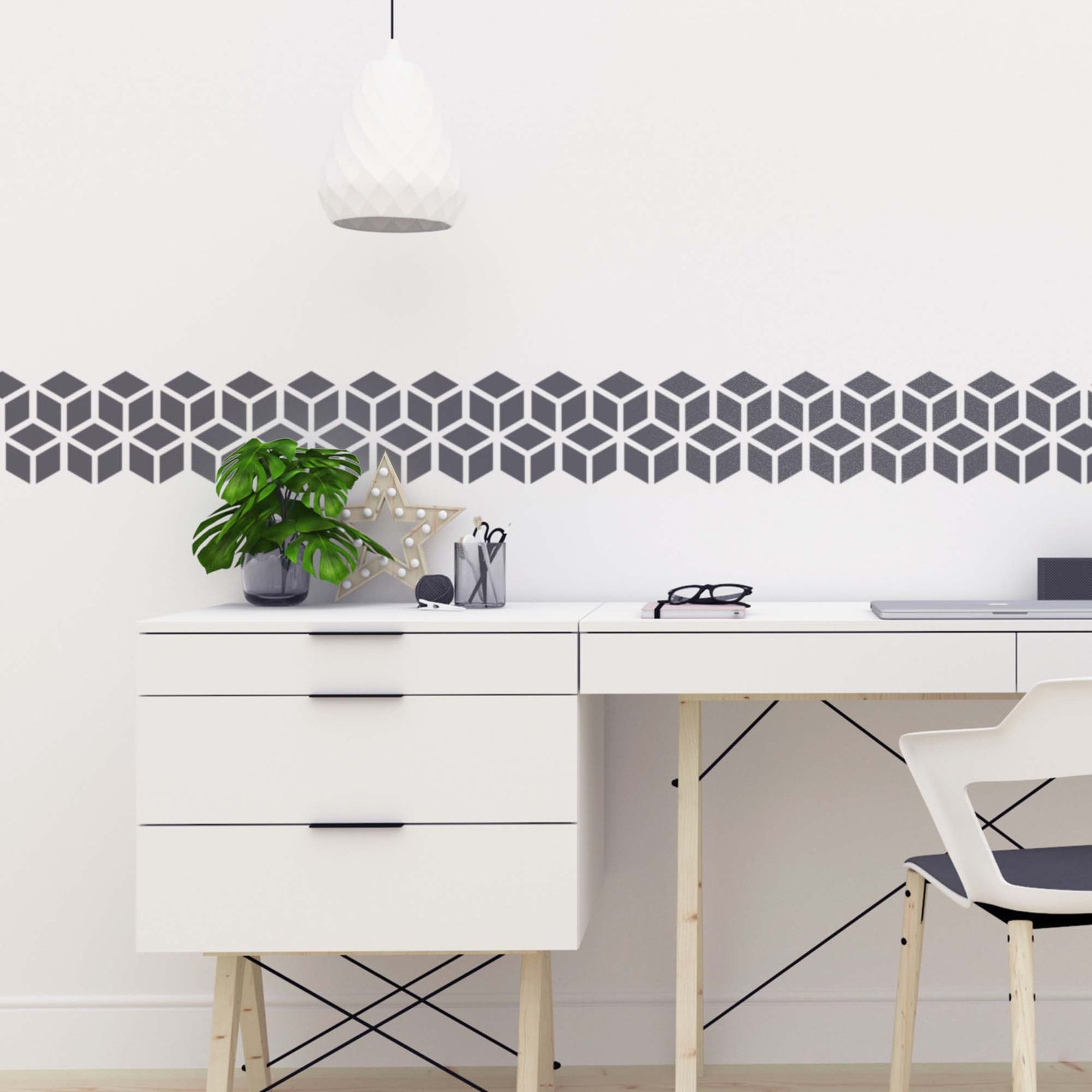 Cube Pattern Stencil - Border Template | CraftStar