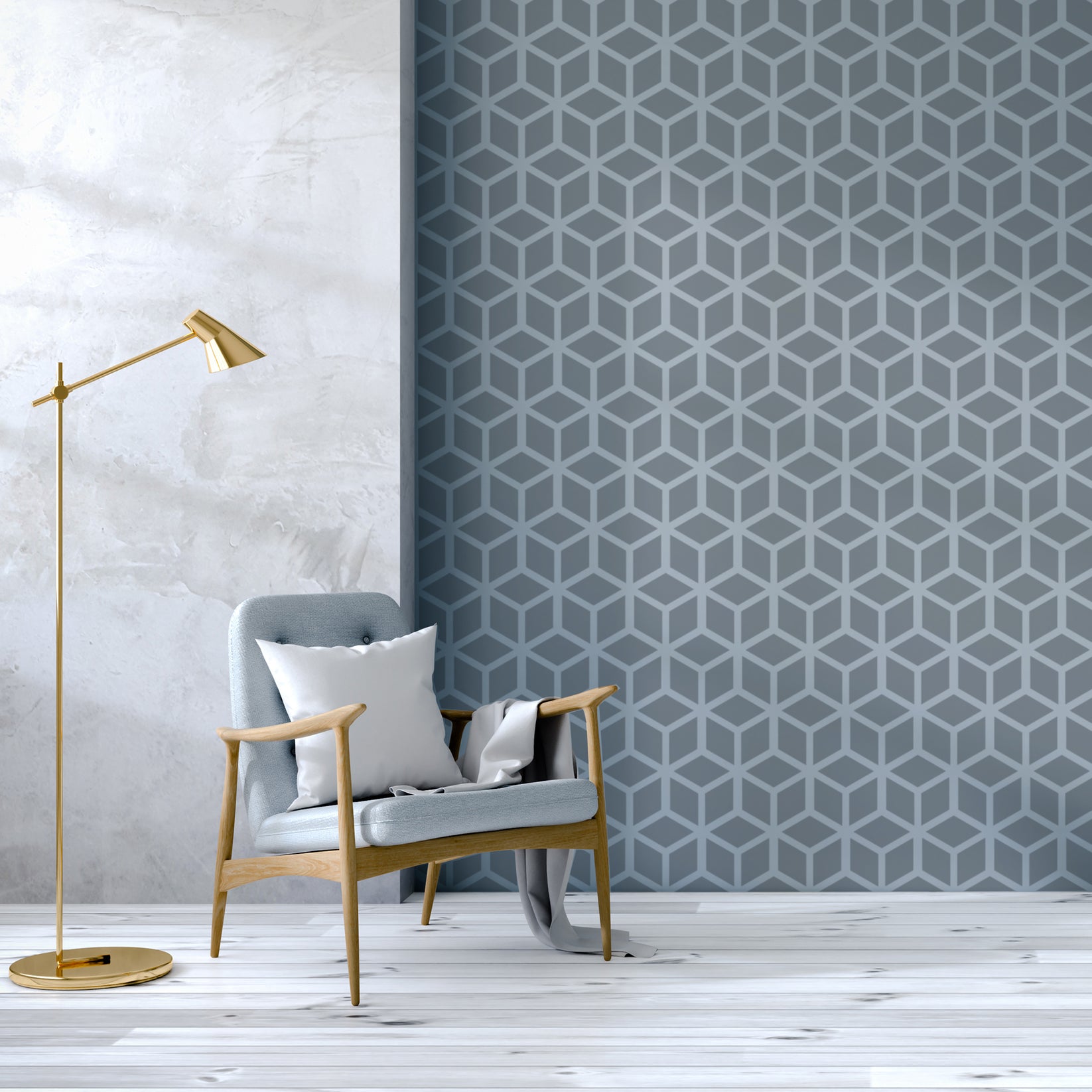 Cube Pattern Wall Stencil - Geometric Pattern Wall Art | CraftStar